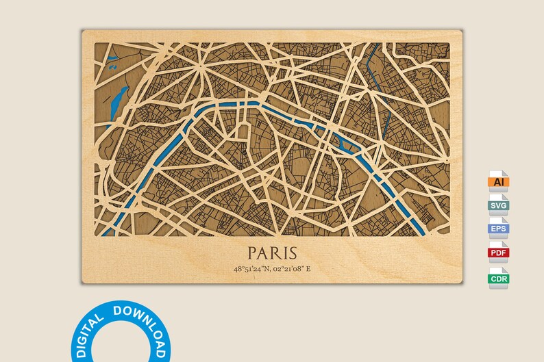 3D Laser Cut Map of Paris Multilayer Map Decor Laser Cut - Etsy