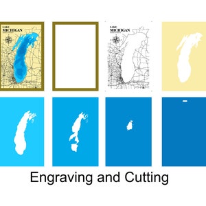 Lake Michigan Cutting Files, PDF, AI, SVG - Wood Multilayer Laser Cut ...