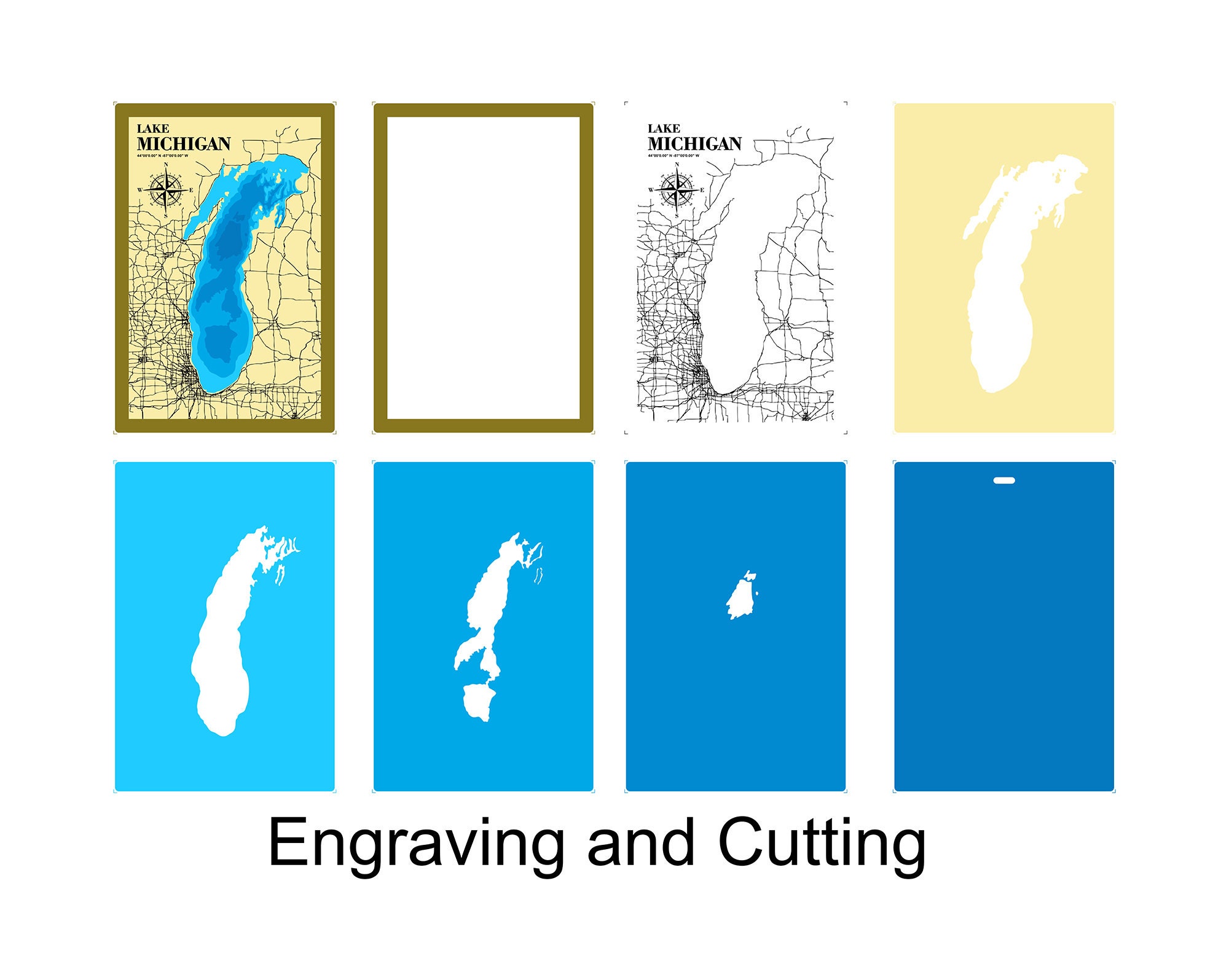 Lake Michigan Cutting Files, PDF, AI, SVG - Wood Multilayer Laser Cut ...