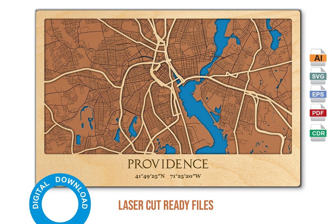 Digital File SVG, PDF - Providence Map - 3d Multi Layer Street Map ...
