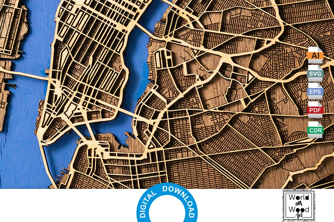 3D Laser Cut New York Map – Multilayer Street Map Decor (digital Files ...