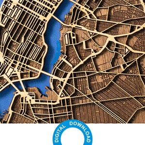 3D Laser Cut Map of New York - Multi Layer Street Map Decor Laser Cut ...