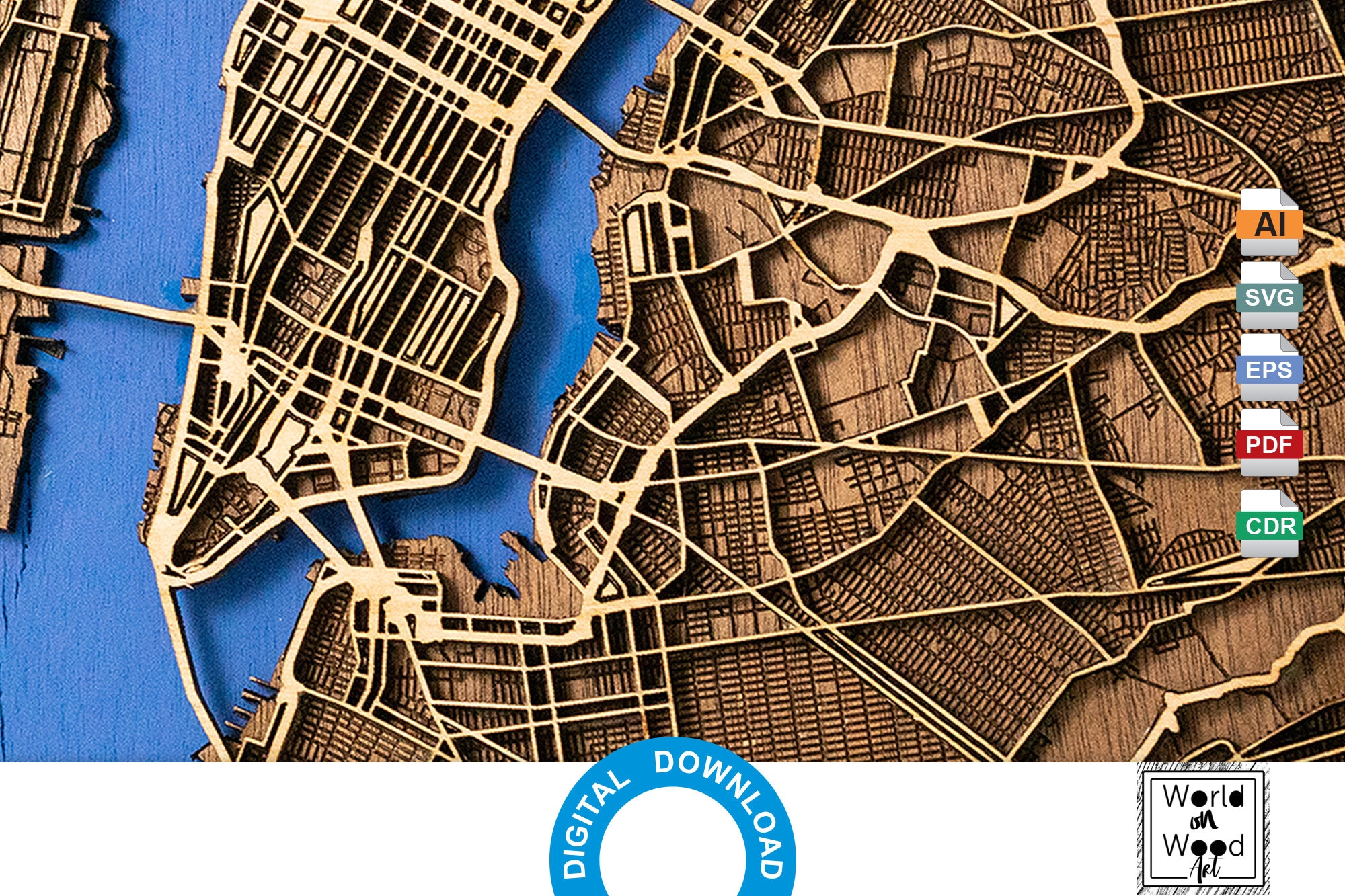 3D Laser Cut Map of New York Multi Layer Street Map Decor Laser Cut ...