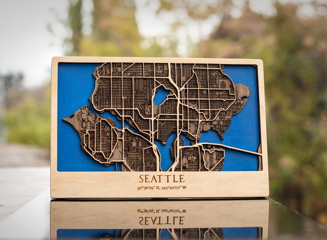 3D Laser Cut Map of Seattle - Multi Layer Street Map Decor Laser Cut ...