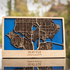 3D Laser Cut Map of Seattle - Multi Layer Street Map Decor Laser Cut ...