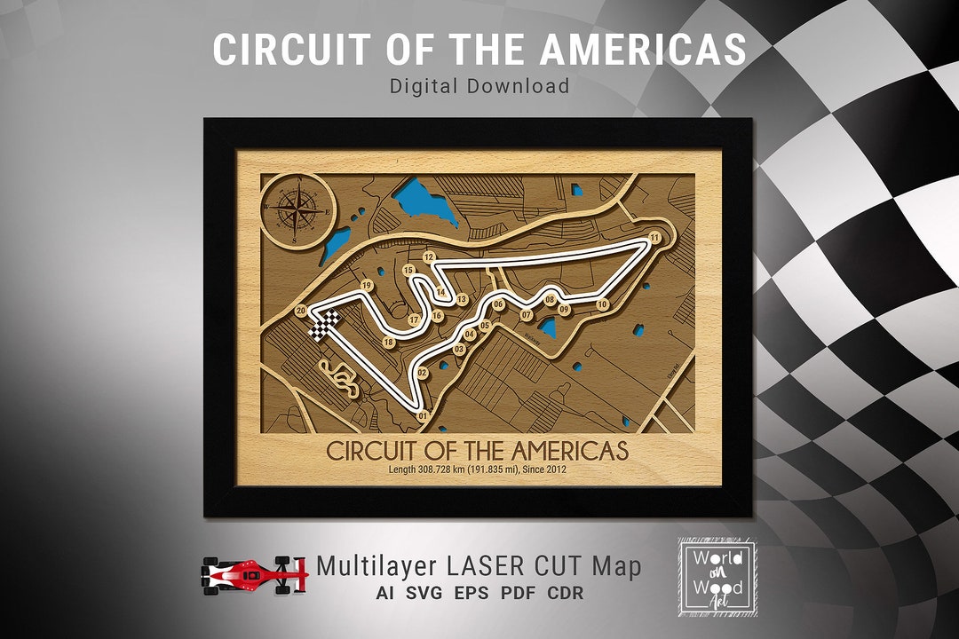 Austin Track Map SVG, Circuit of the Americas 3D Wood Map, Formula 1 ...