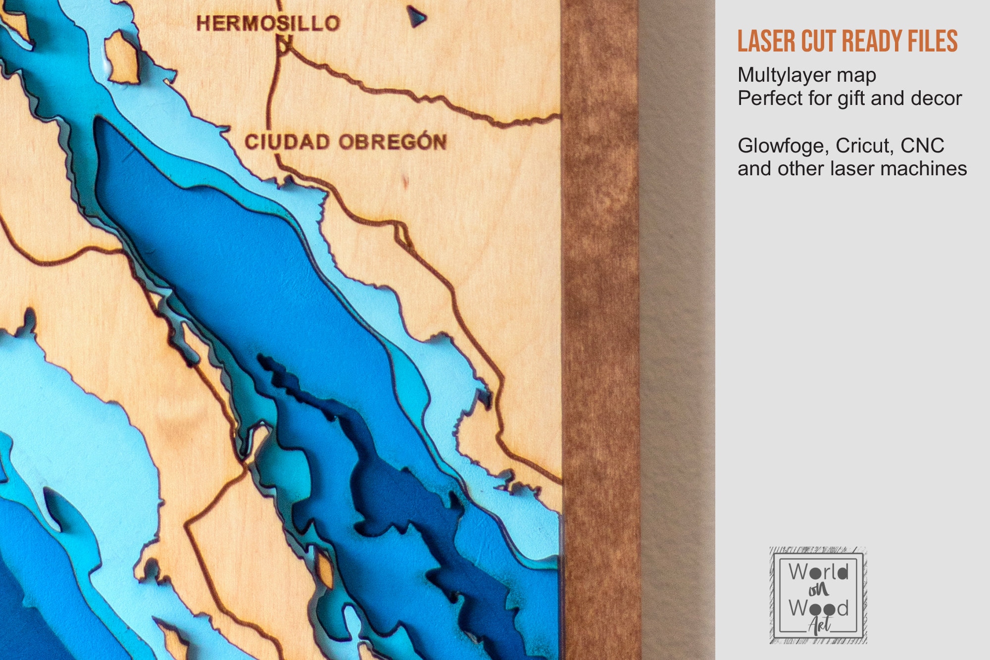 Digital File SVG, PDF - Gulf of California Map, Multilayer Vector Map ...