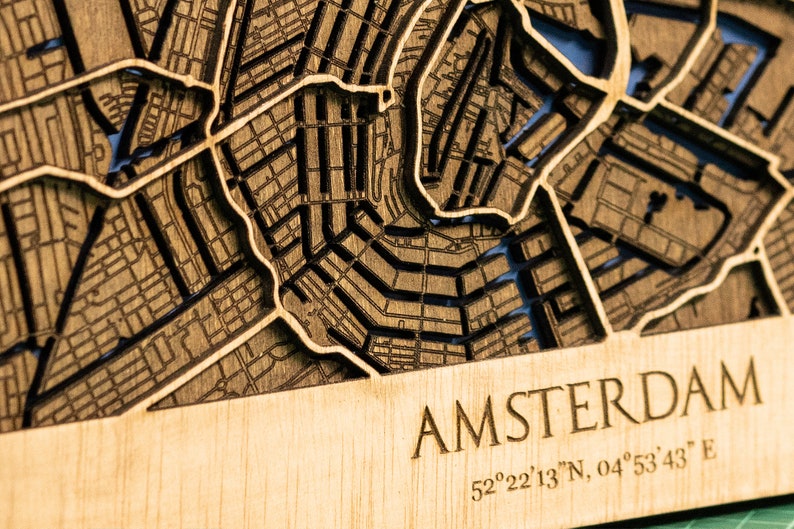 Digital File Amsterdam 3D Laser Cut Map Multilayer Map Decor Laser Cut ...