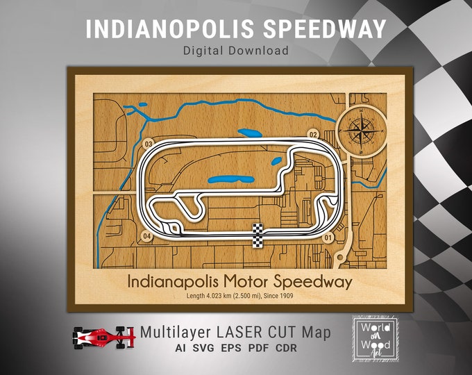 Monaco Circuit Map Cutting Files, PDF, AI, SVG - Wood Multilayer Laser ...