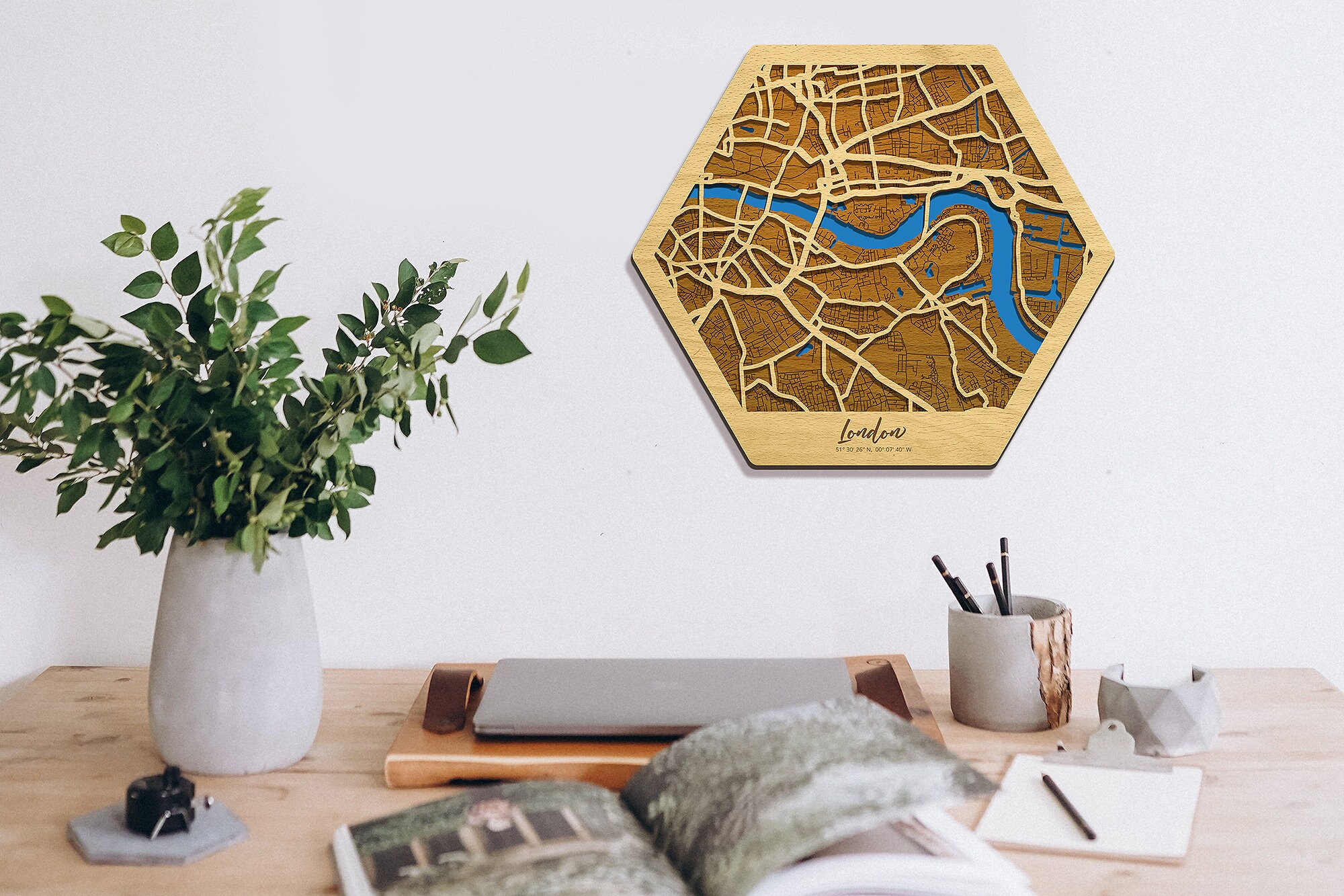 London Map SVG Laser Cut, Hexagon Map, 3D Hex Shape, Multilayer Street ...