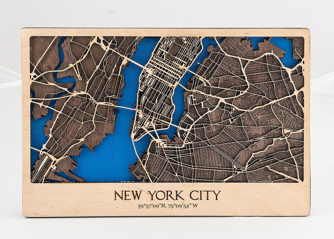 Laser Cut New York Wood Map, 3D City Street Art - Etsy