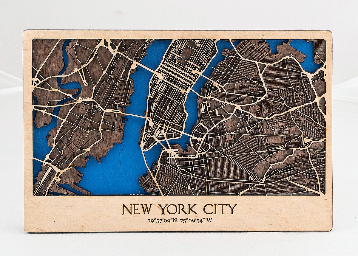 New York Street Map 3D City Map Wooden Street Cutouts NY - Etsy Canada