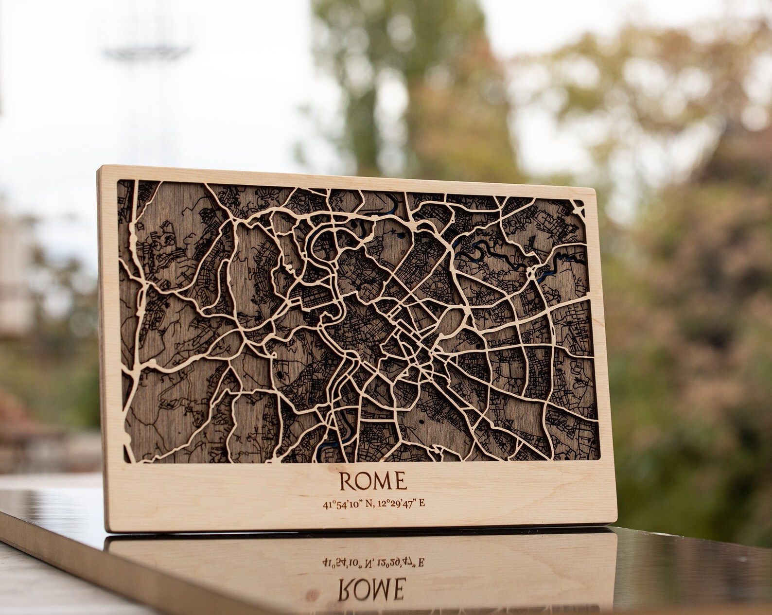 Rome Wood Map, Street 3D Maps Travel Art, Urban Map of Rome, Wooden Map ...