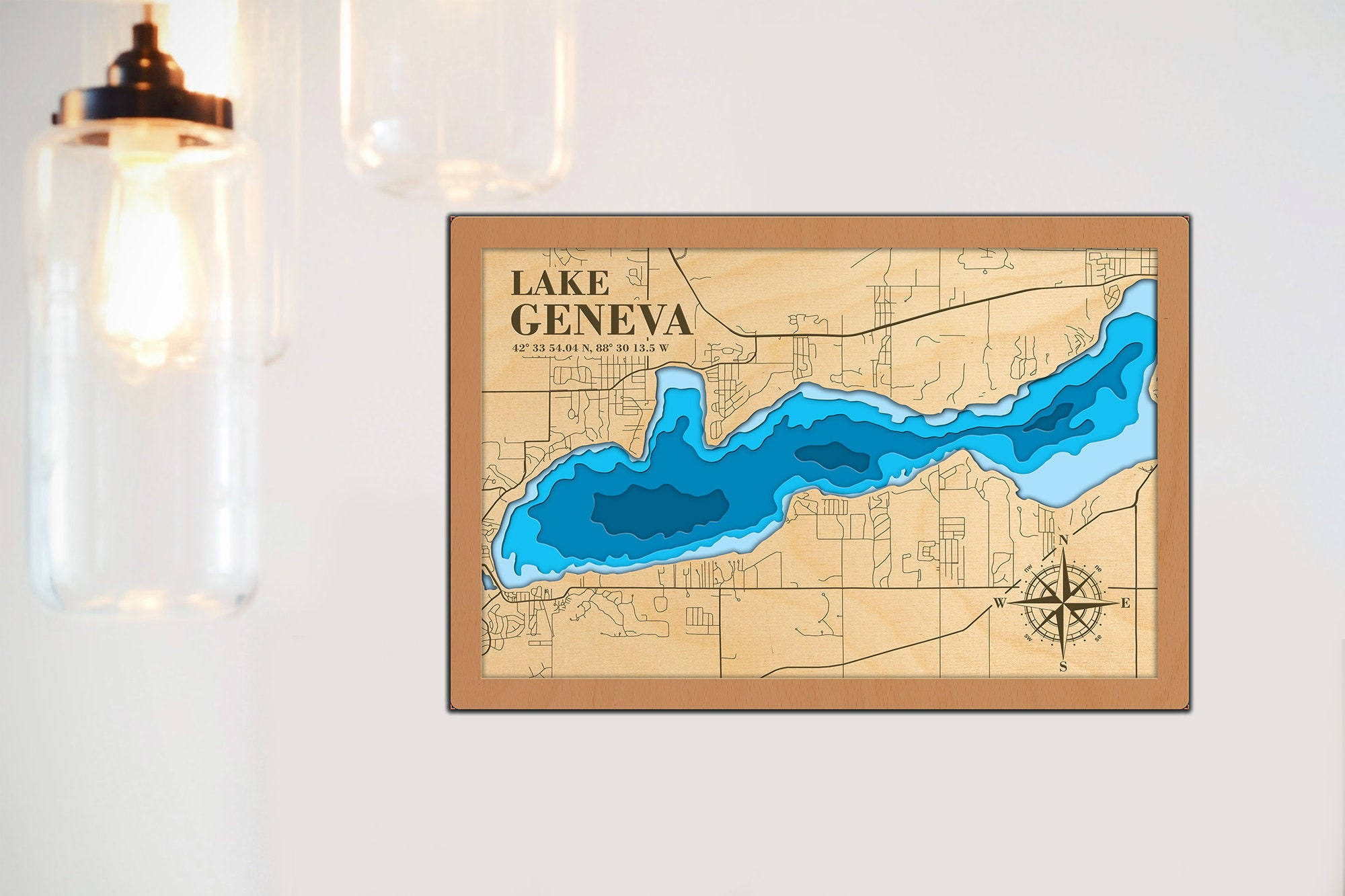 Lake Geneva Svg File for Lasers, Lake Map Svg, Glowforge Map Svg, Laser ...