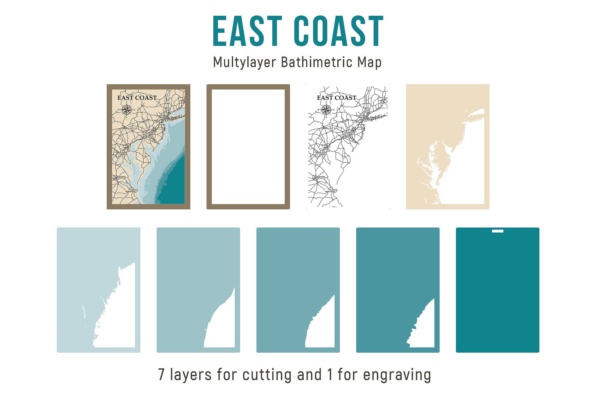 Digital File SVG, PDF US East Coast Map, Northeast Megalopolis ...