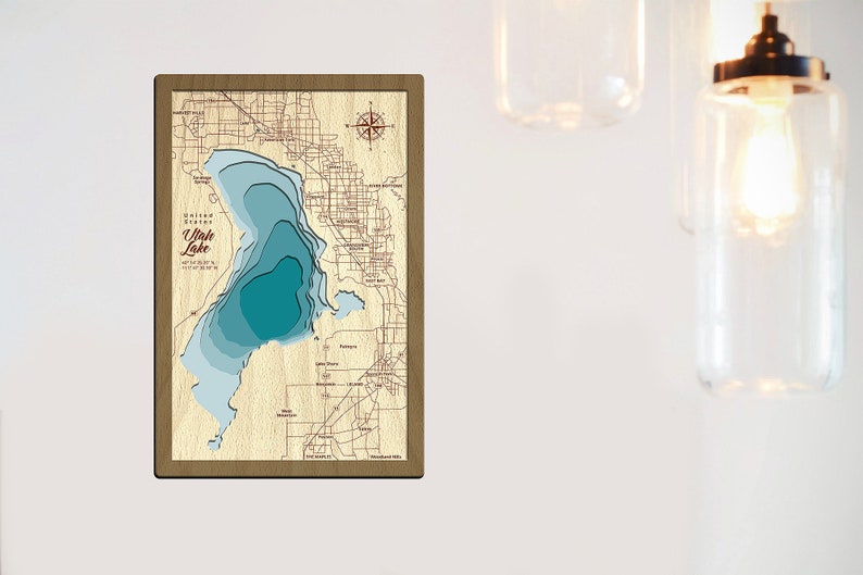 Utah Lake Map, Wood Bathymetric Depth Chart, Laser Cut Files (digital ...