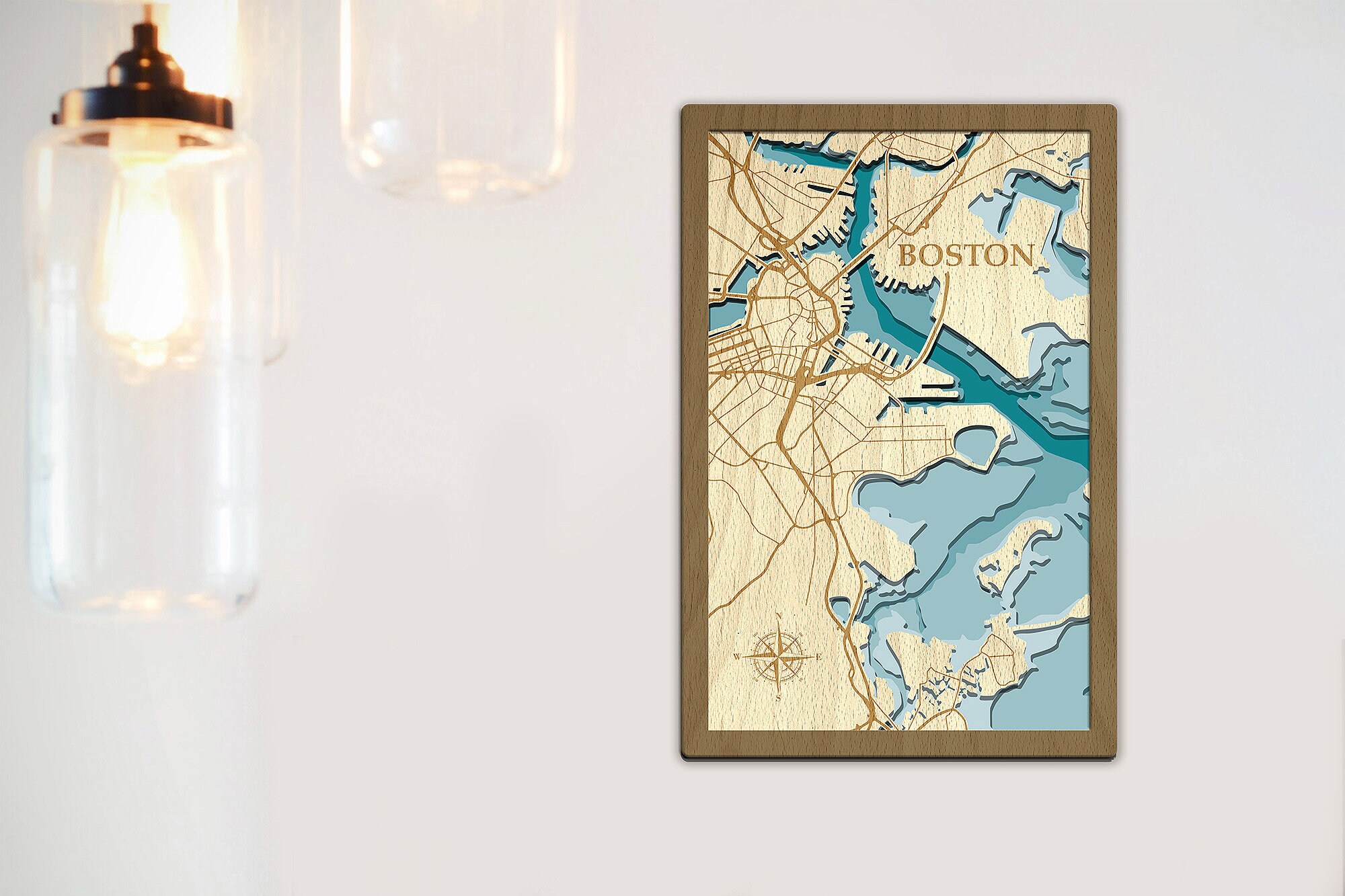 Boston Map Cutting Files, PDF, AI, SVG Wood Multilayer Laser Cut Design ...