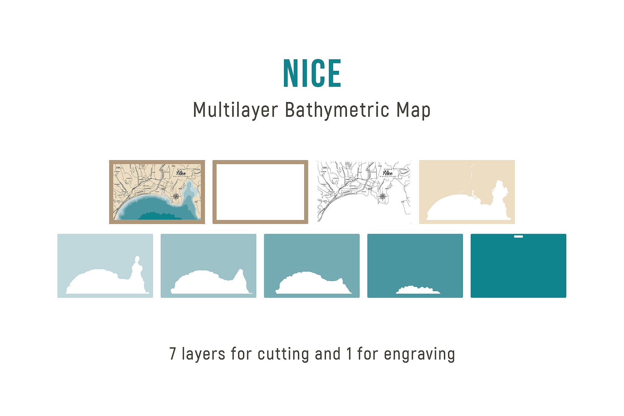 Nice France Map SVG, Laser Cut Files, SVG Multilayer Vector Map, 3d ...