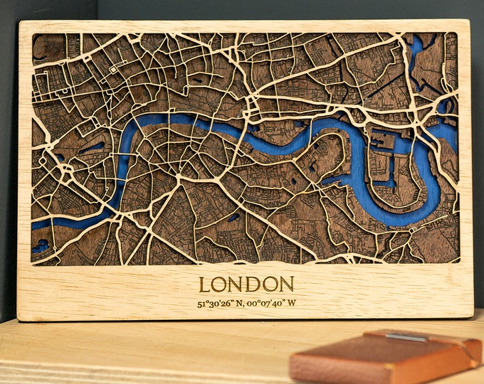 Laser Cut London Wooden Map – Framed Minimalist 3D Wall Art - Etsy Canada