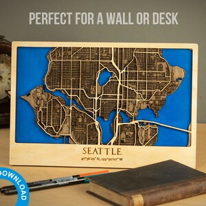 3D Laser Cut Map of Seattle - Multi Layer Street Map Decor Laser Cut ...