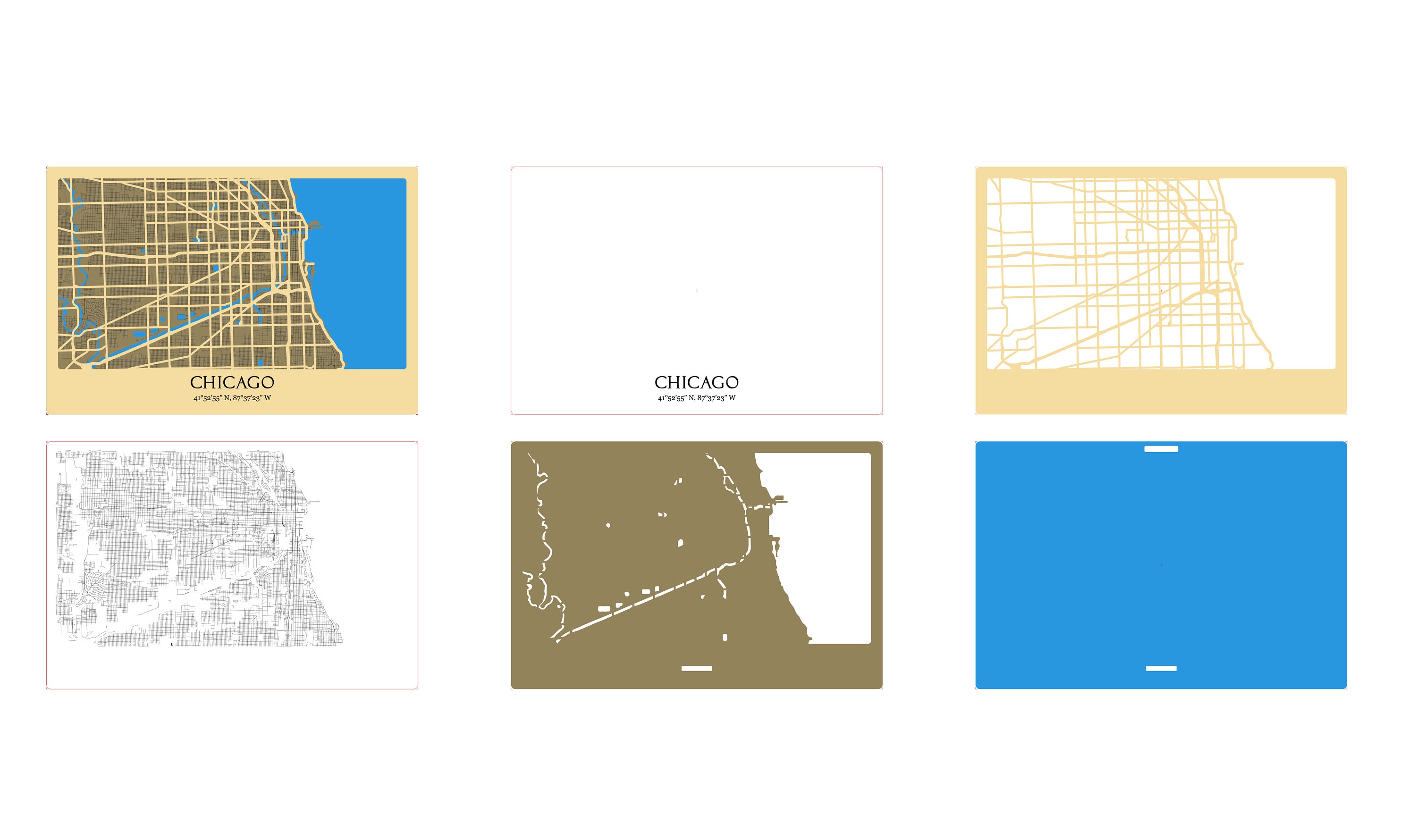 Digital File SVG, PDF - Chicago Map, Multilayer Street Map Decor ...