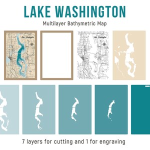 Digital File PDF, SVG, Ai - Washington Lake, Seattle Lakefront Wood Map ...