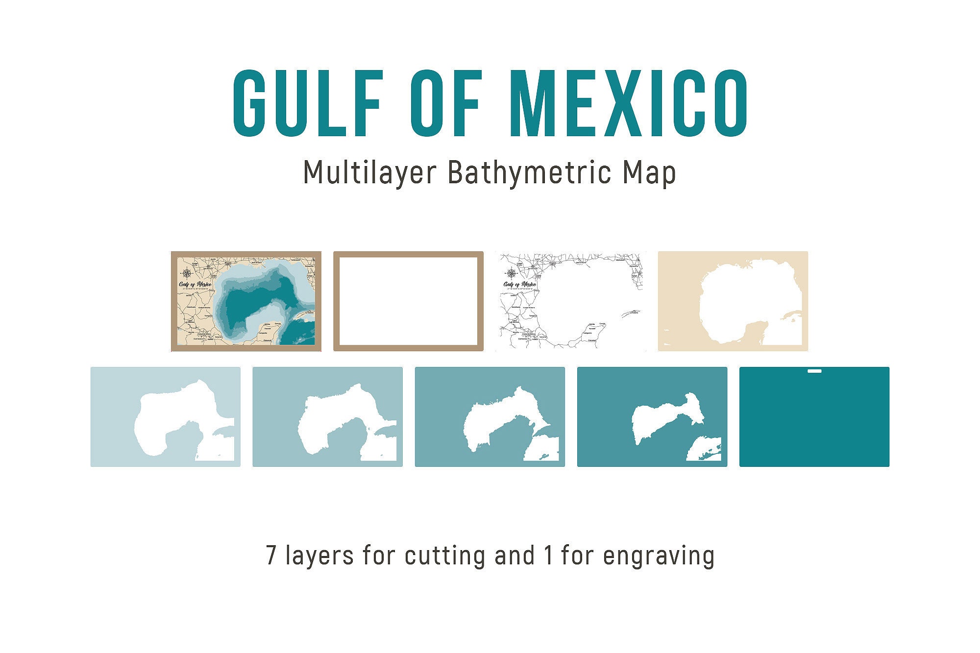 Gulf of Mexico SVG, Digital Gulf of Mexico Map, Laser Wood Map, Cut and ...