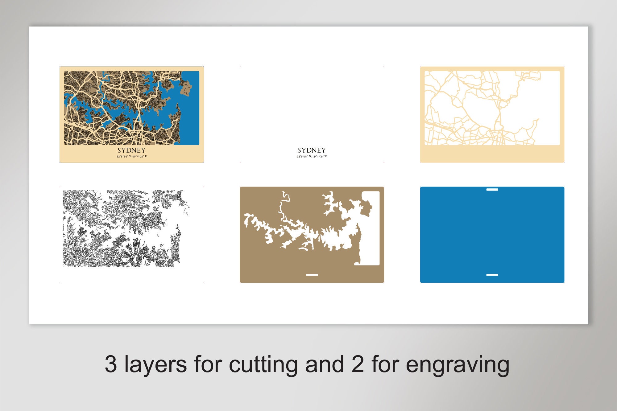 3D Laser Cut Map of Sydney Multi Layer Street Map Decor, Australia ...