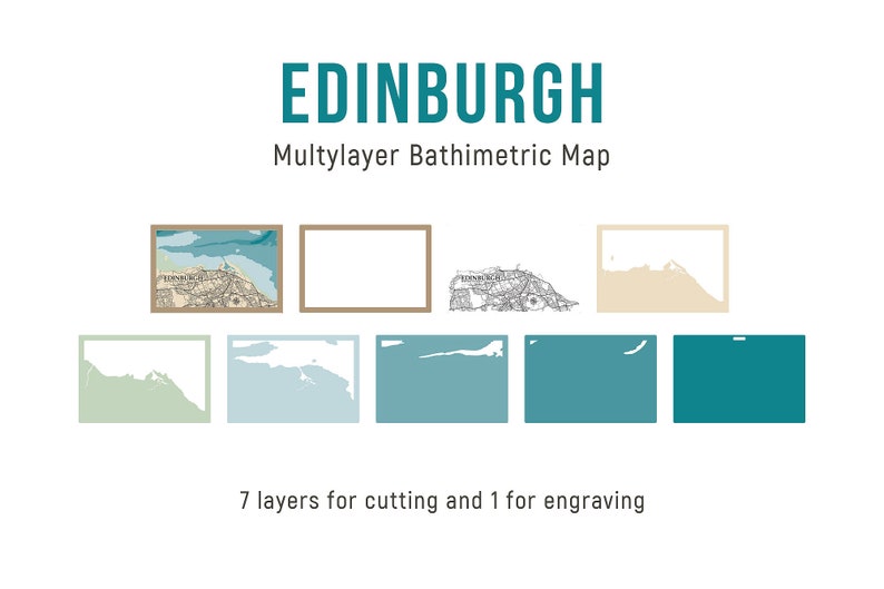 Digital File Edinburgh Map, PDF, AI, SVG Wood Multilayer Laser Cut ...