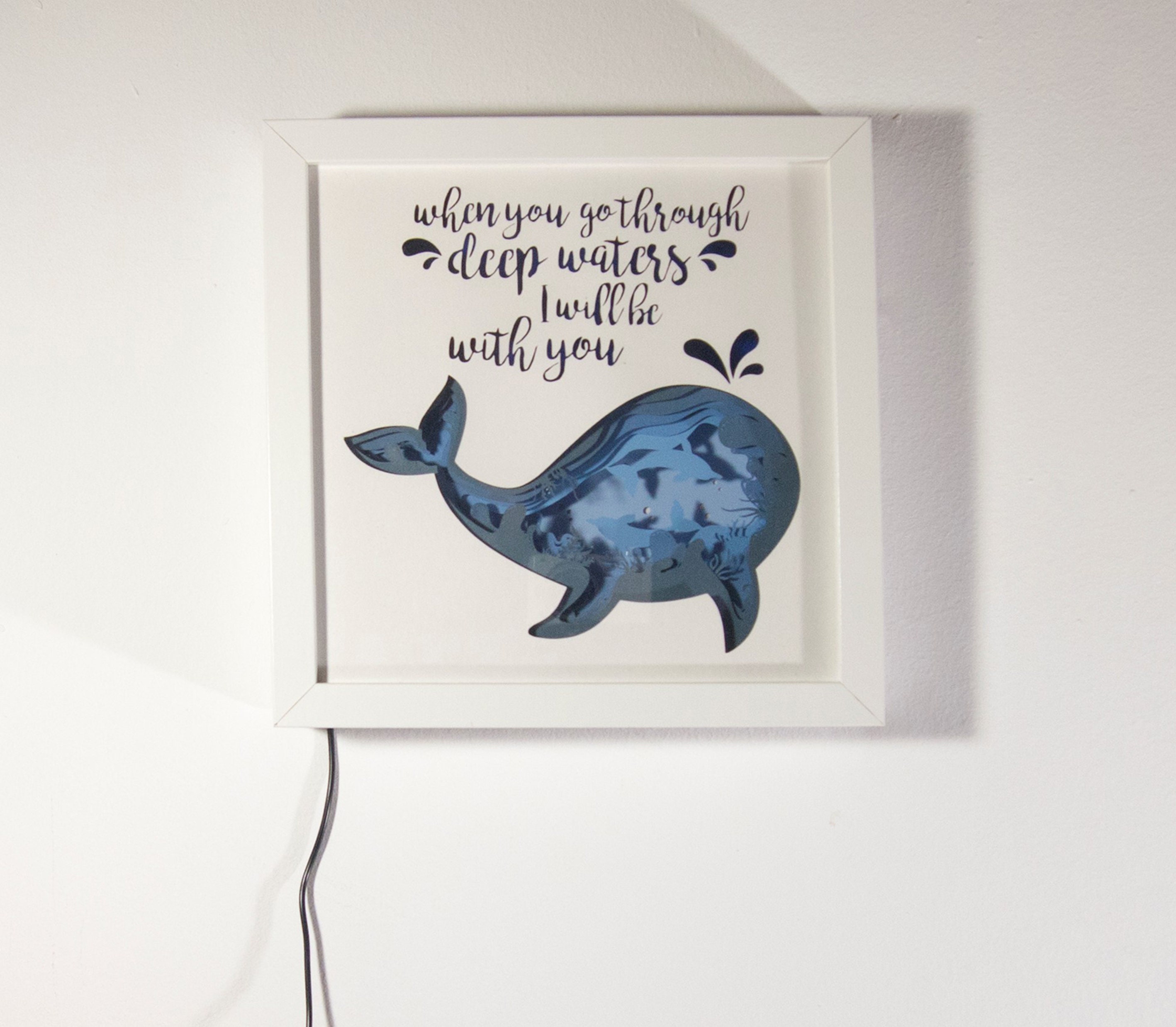 Whale Papercut Art Lighted Frame Night Light Whale Light - Etsy