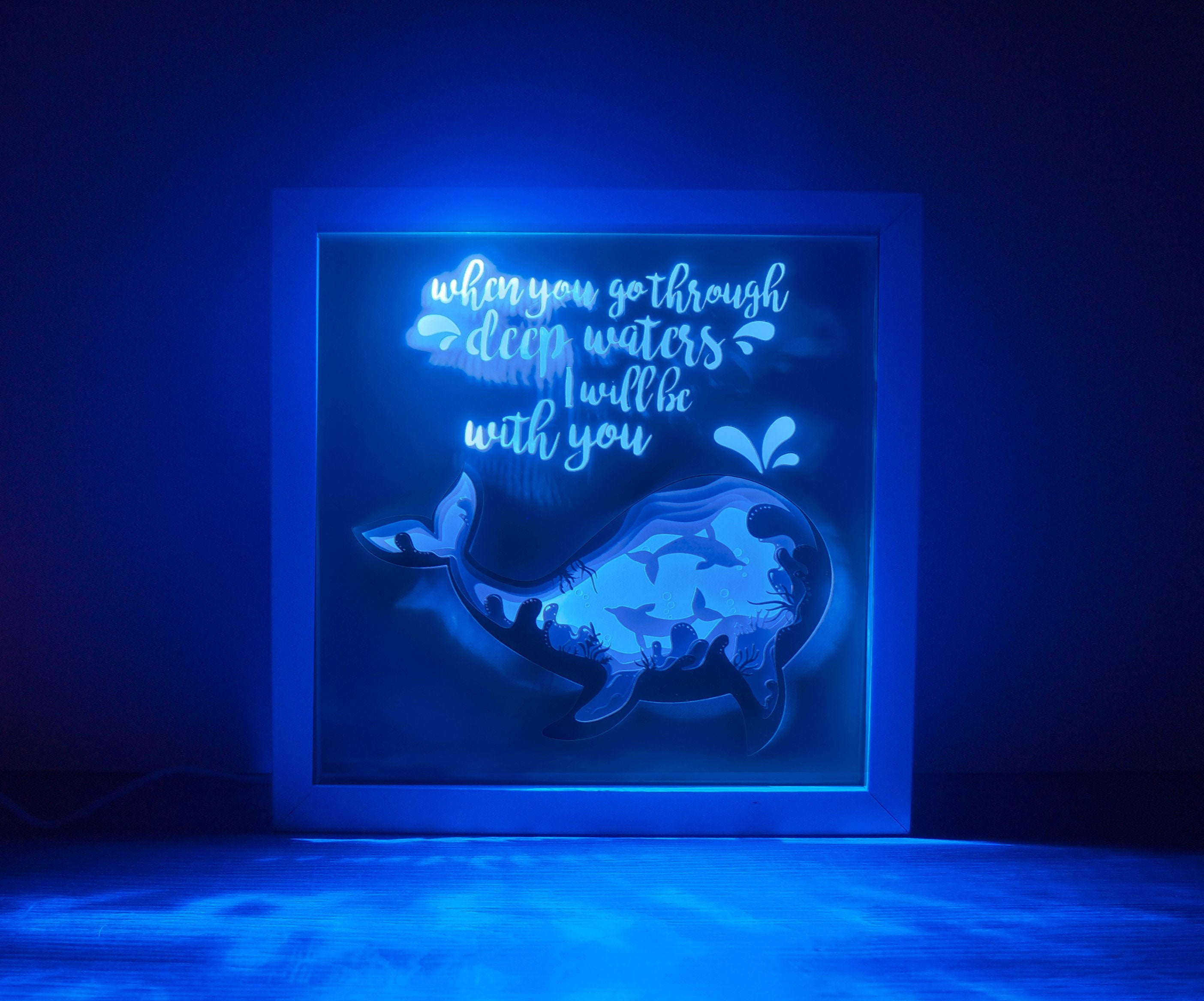 Whale Papercut Art Lighted Frame Night Light Whale Light - Etsy