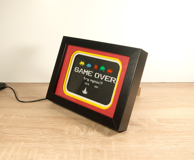 Retro Tv Video Game Lighted Frame, Retro Frame, Retro Decor, Geeky ...