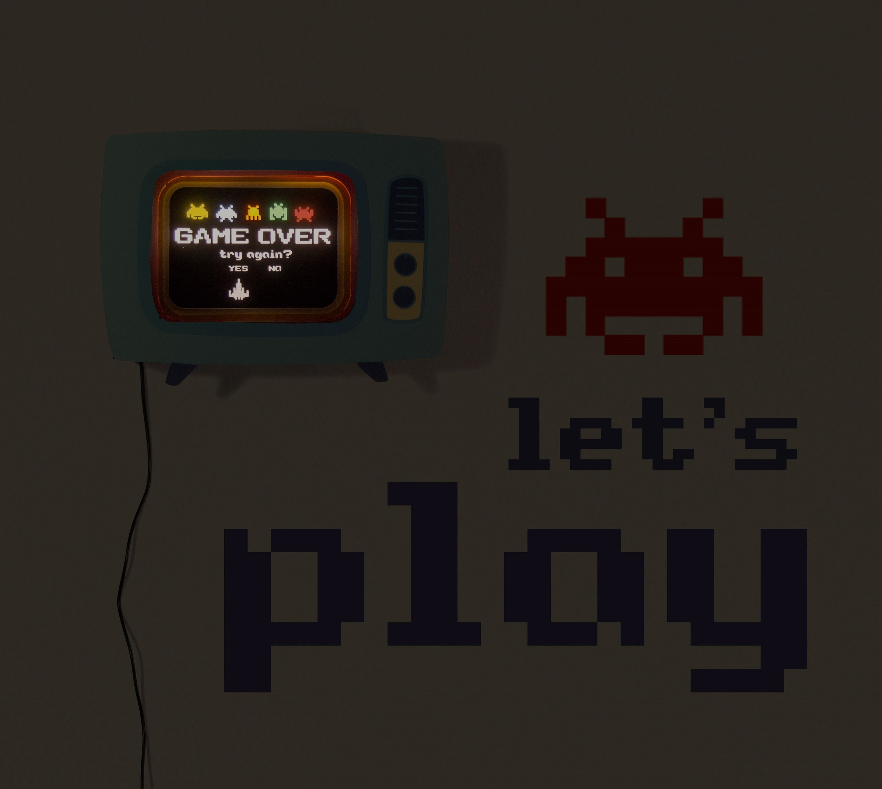 Retro Tv Video Game Lighted Frame, Retro Frame, Retro Decor, Geeky ...