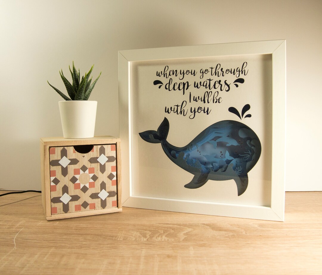 Whale Papercut Art Lighted Frame Night Light Whale Light - Etsy