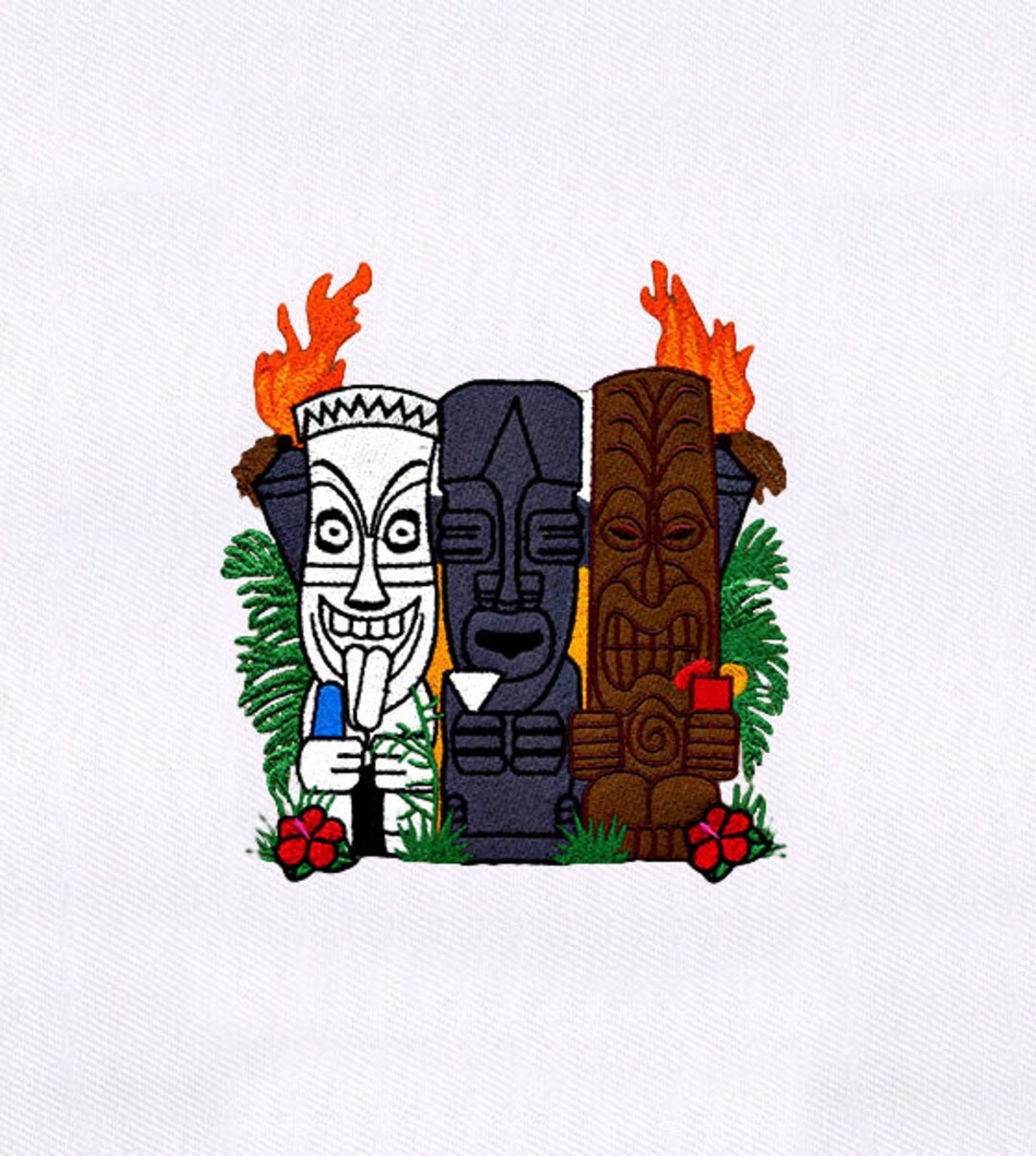 Hawaiian Tiki Statues Embroidery Design | Hawaii Beach Embroidery ...