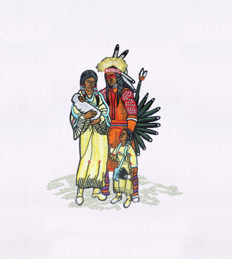Native American Embroidery Design Native American Chief With Family ...