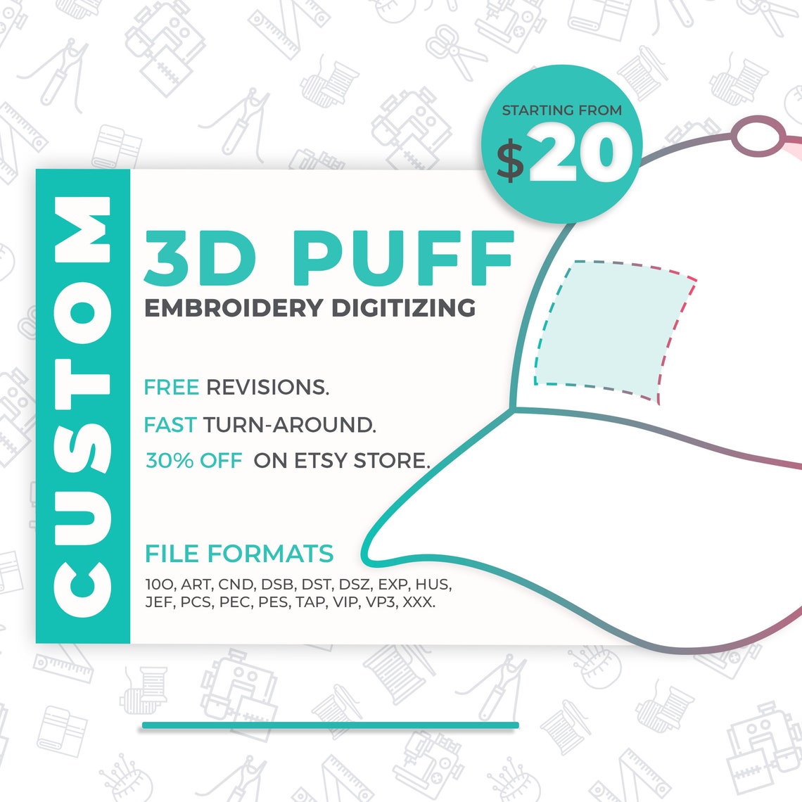 Custom 3D Puff Embroidery Digitizing - Etsy