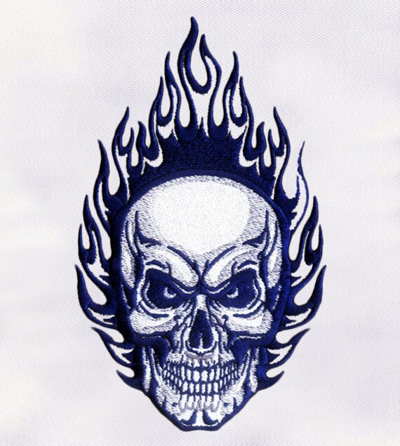 Fire Skull Machine Embroidery Design Skull Embroidery Design | Etsy