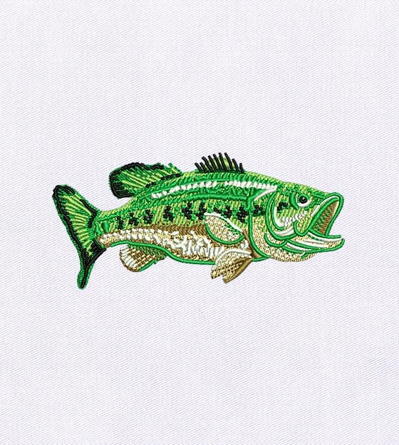 Exciting Bass Fish Embroidery Design | Sea Animal Embroidery Design ...