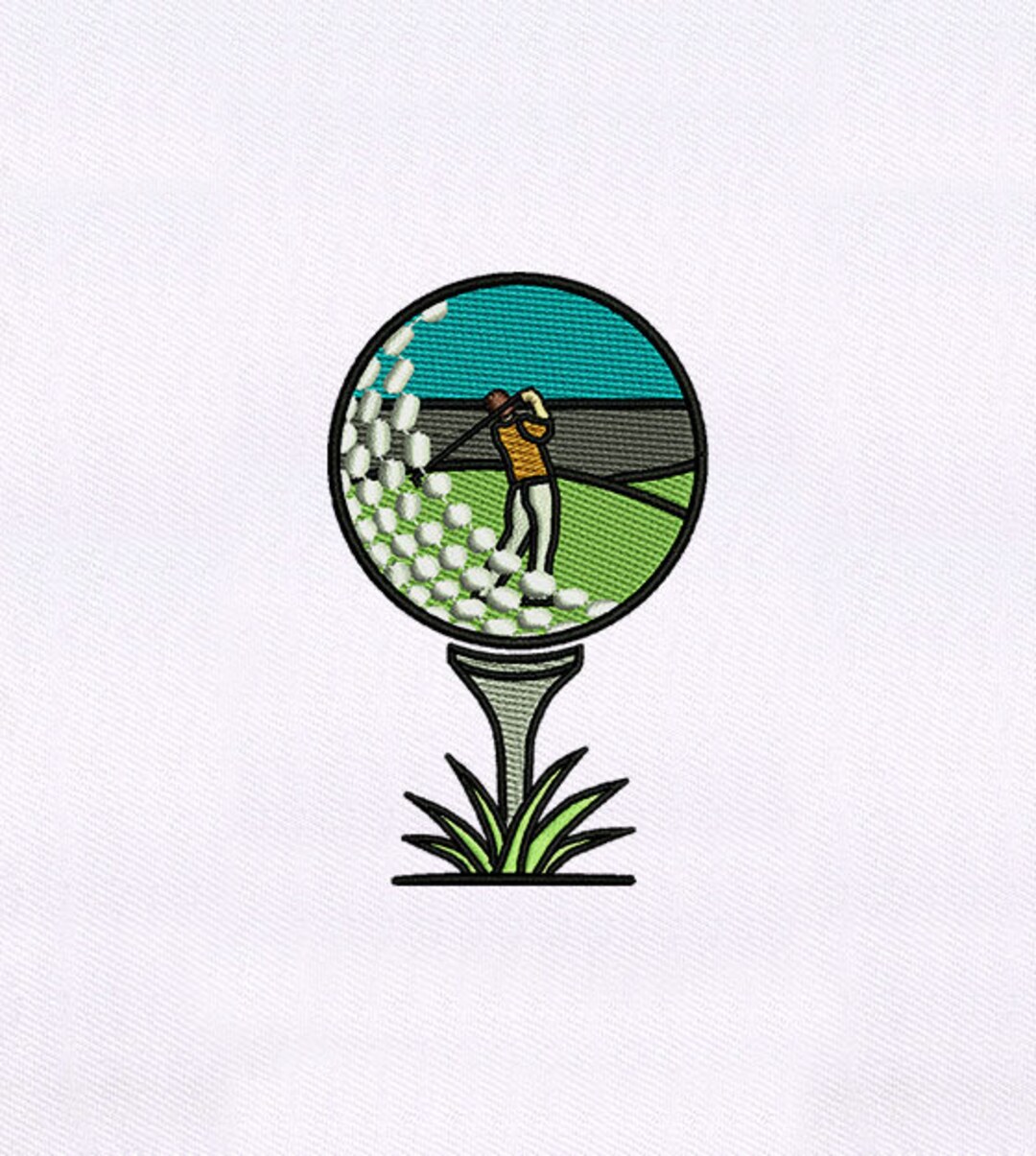 Scenic Golf Ball Embroidery Design | Sport Embroidery Design | Golf PES ...