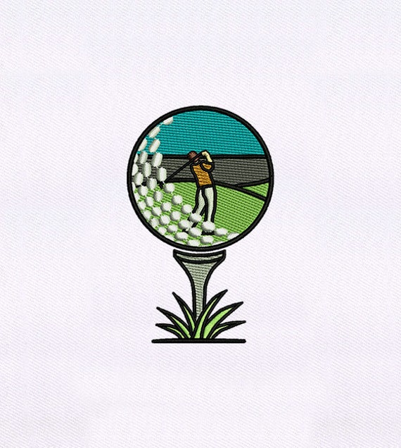 Scenic Golf Ball Embroidery Design Sport Embroidery Design | Etsy