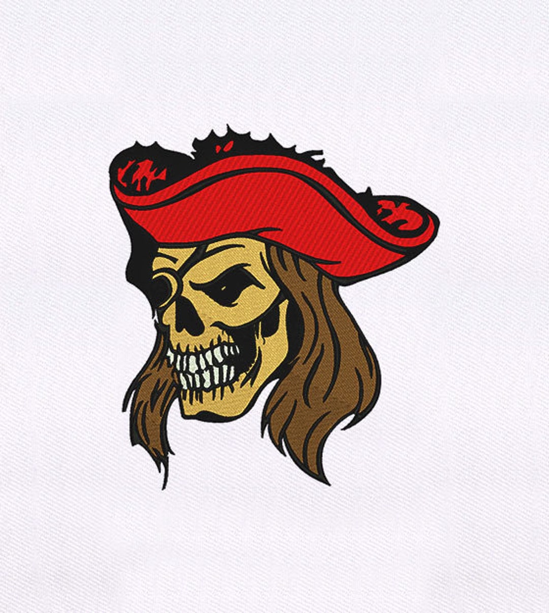 Red Hat Pirate Skull Embroidery Design | Pirate Skull Embroidery Design ...