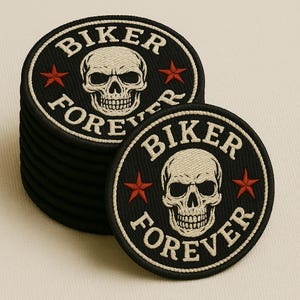 Biker Skull Embroidered Patch – Iron On/sew on Badge, Motorcycle Club ...