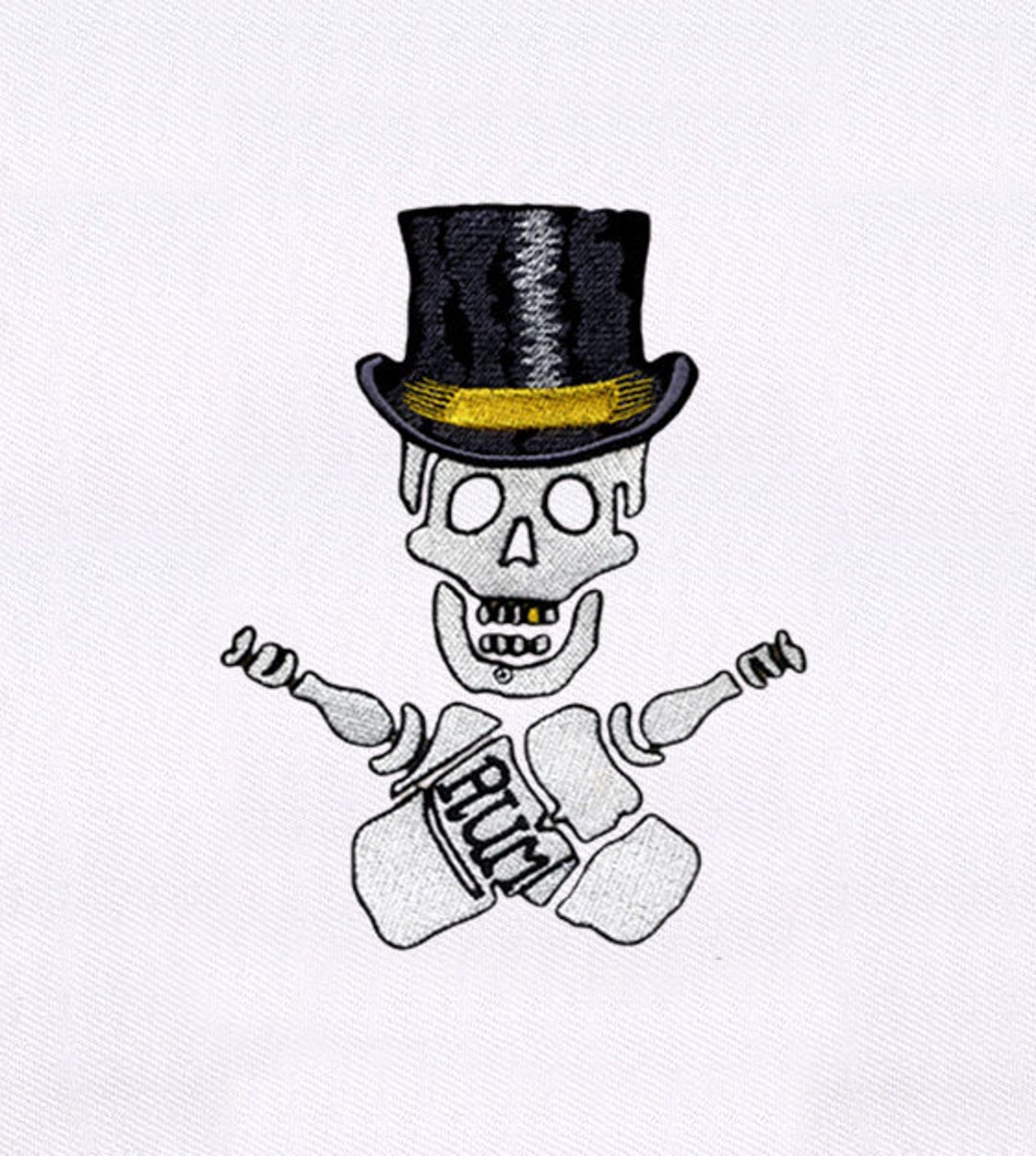 Skull Embroidery Design |rum Guzzling Top Hat Wearing Skull Embroidery ...