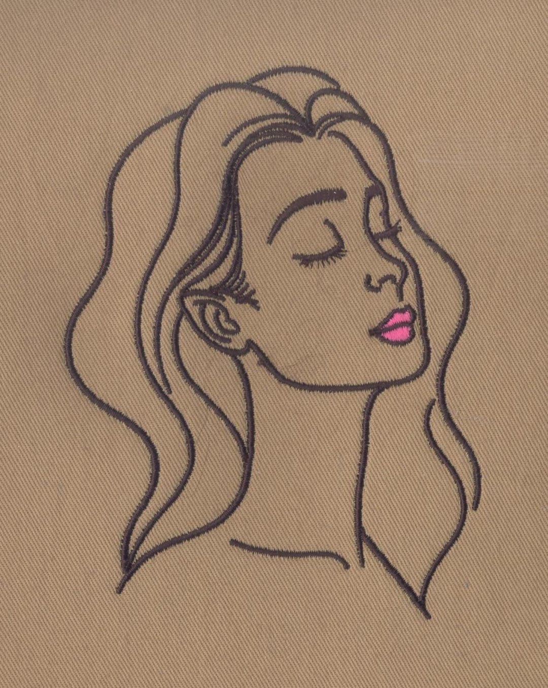 Minimalist Line Art Embroidery Design - Elegant Woman Face Stitch ...