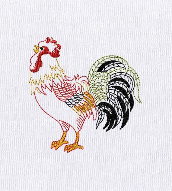 Colorful Pulsating Cockerel Embroidery Design Bird - Etsy