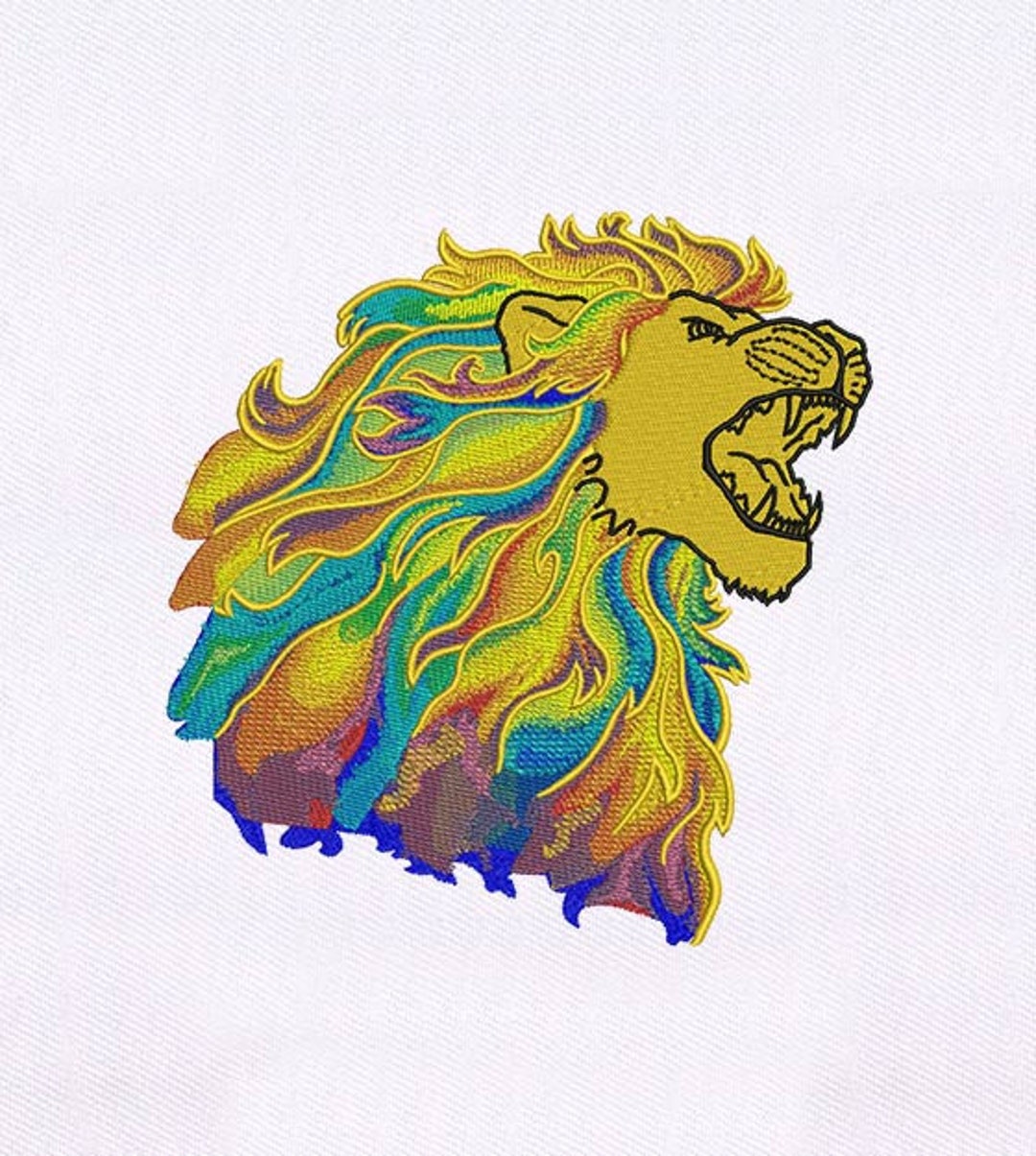 Multi-color Roaring Lion Embroidery Design | Animal Embroidery Design ...