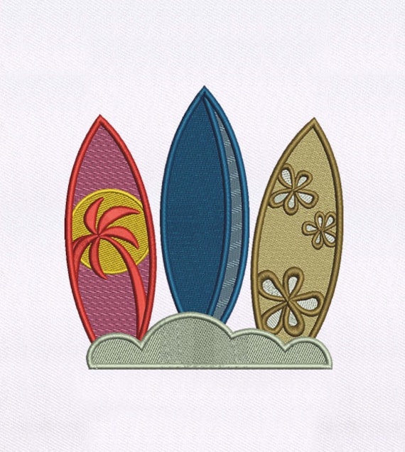 Surfboard Embroidery Design /Beach Embroidery Design | Etsy