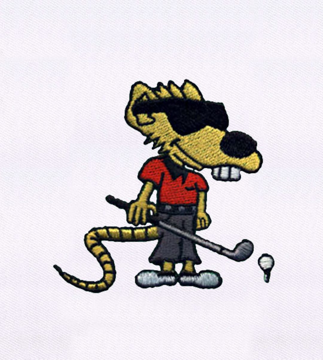 Rat Embroidery Design | Animal Embroidery Design |cool Rat Golfer ...