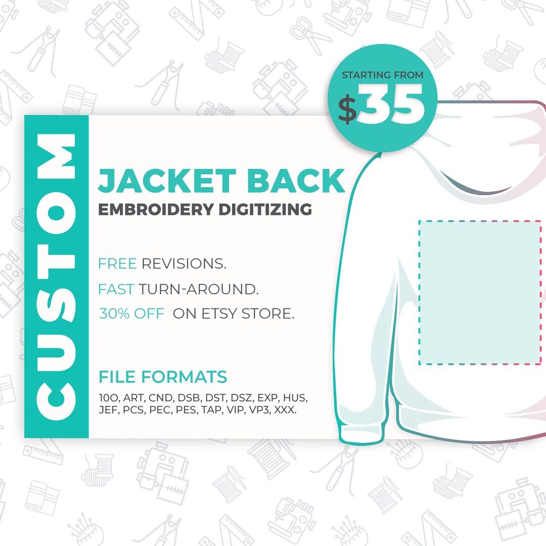 Custom Jacket Back Embroidery Digitizing Services - Etsy